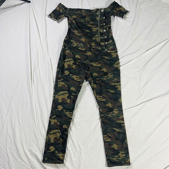 VIP | Pants & Jumpsuits | Sexy Plus Camo Off Shoulder Baddie Military ...